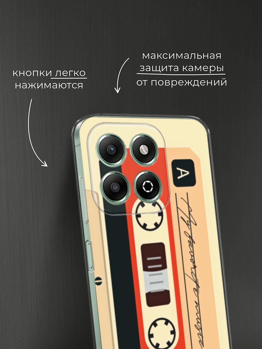 Силиконовый чехол на Honor X6b / Хонор X6b с принтом "Бежевая кассета" — фото 1