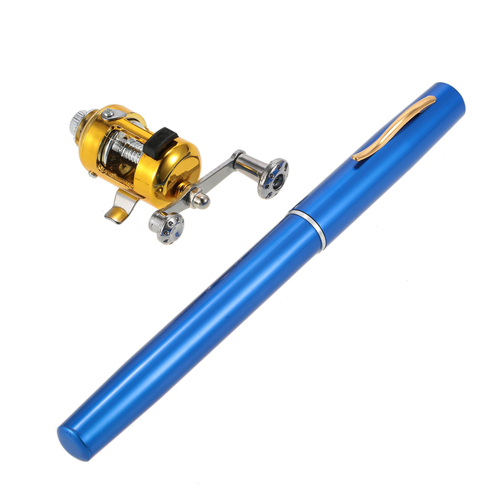 Комплект удочки с катушкой: мини телескопическая портативная карманная удочкаручка + катушка из алюм