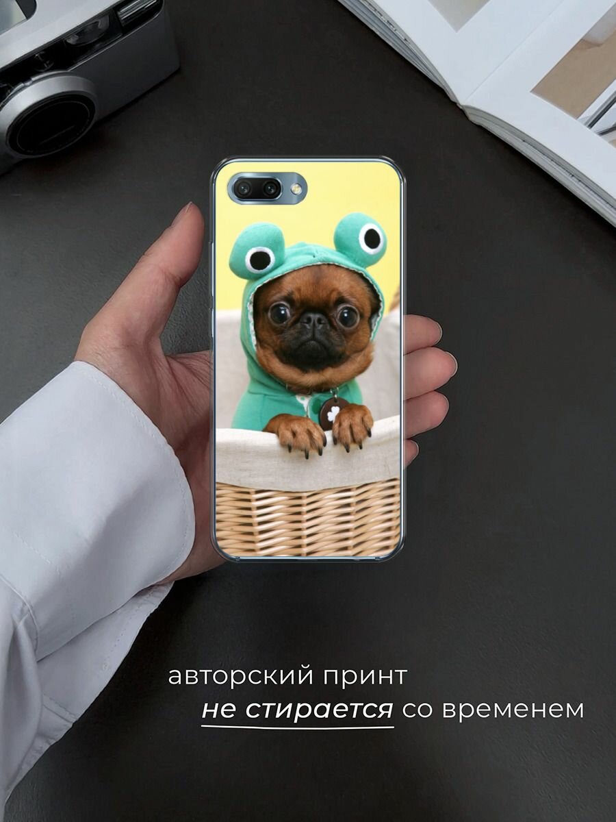 Чехол на Honor 10 / Хонор 10 с принтом "Собачка в шапке лягушки" — фото 1