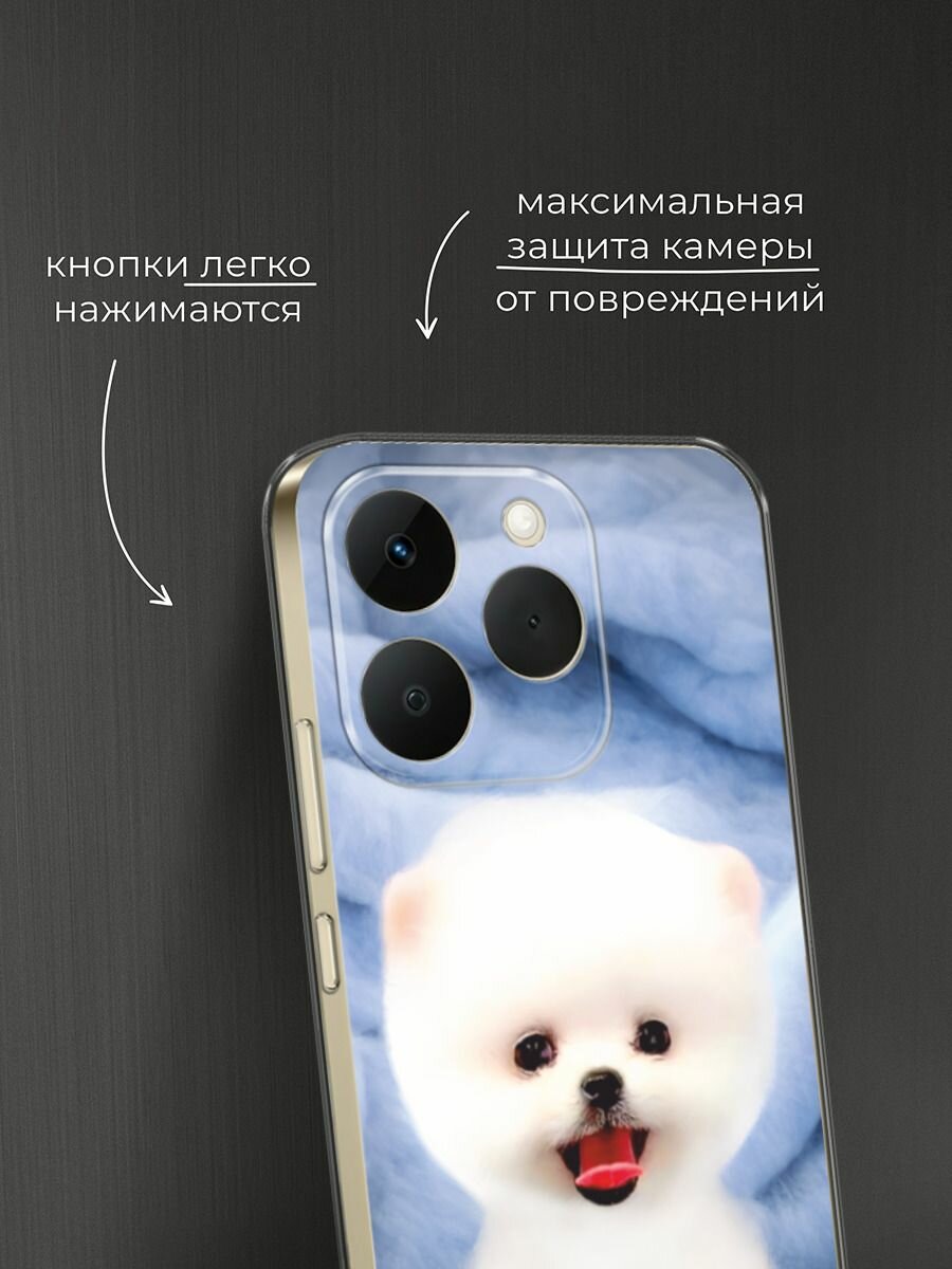 Силиконовый чехол на Realme 15T / Реалми 15Т с принтом "Белый пёсик" — фото 1
