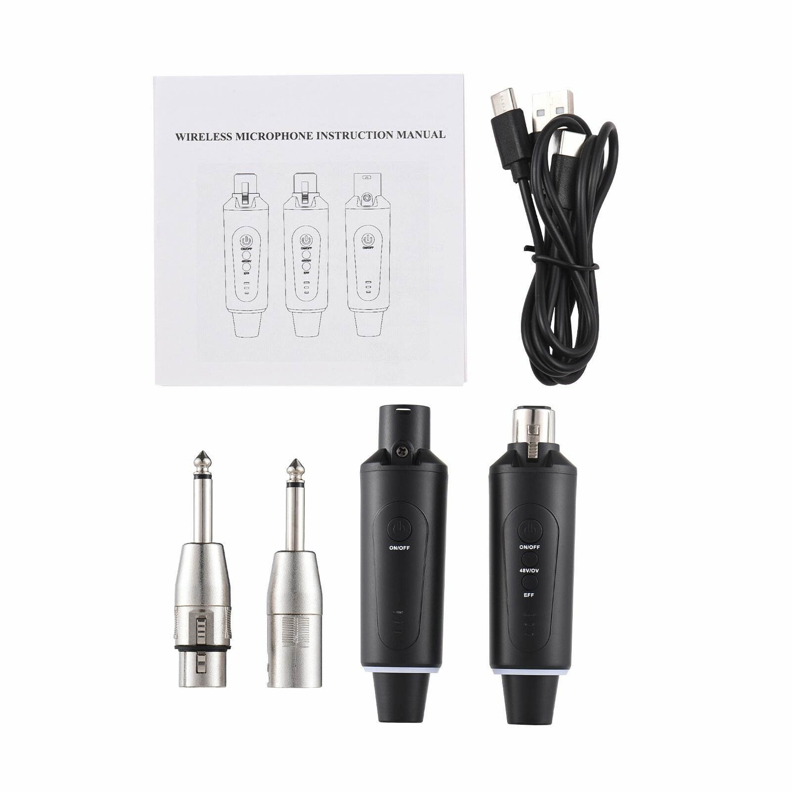 Беспроводная микрофонная система XLR 48 В UHF передатчик и приемник, перезаряжаемый динамический микрофон для микшера, гитары, баса