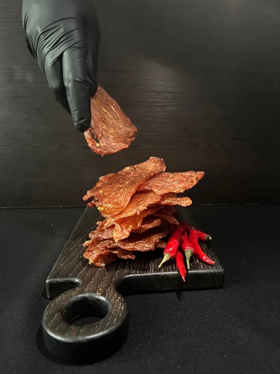 Острые джерки из курицы (мясные чипсы), 100г.