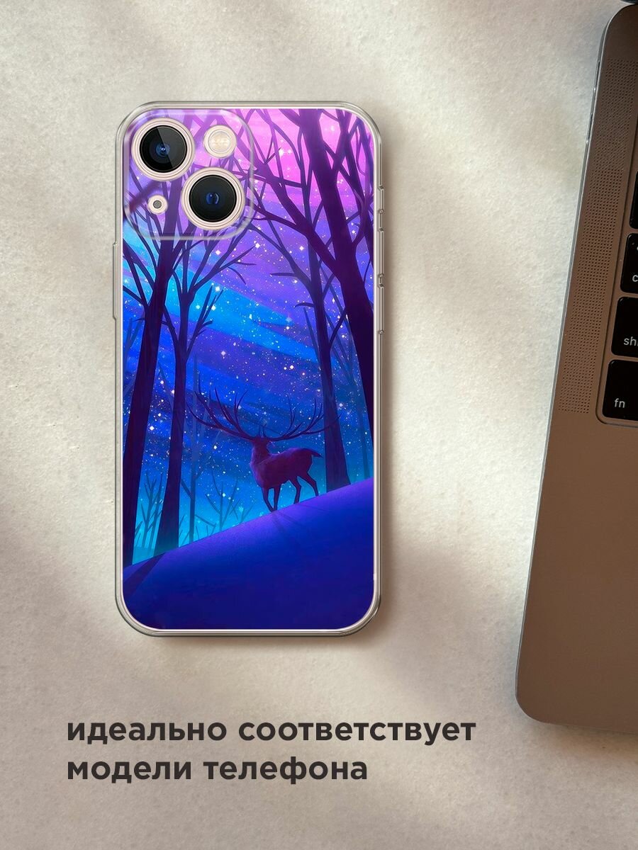 Чехол на Apple iPhone 13 mini / Айфон 13 мини с принтом "Северный олень" — фото 1