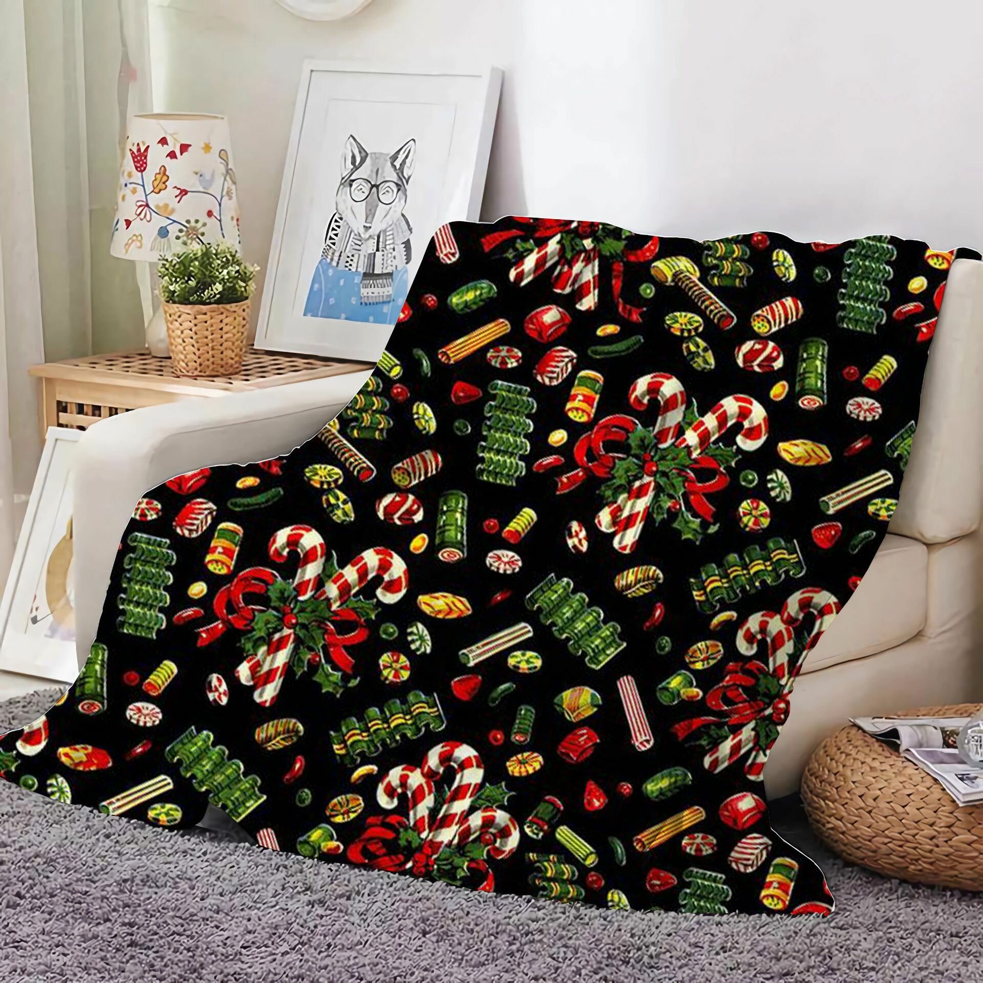 Одеяло "Рождественская елка", 70x100 см, красное, фланель