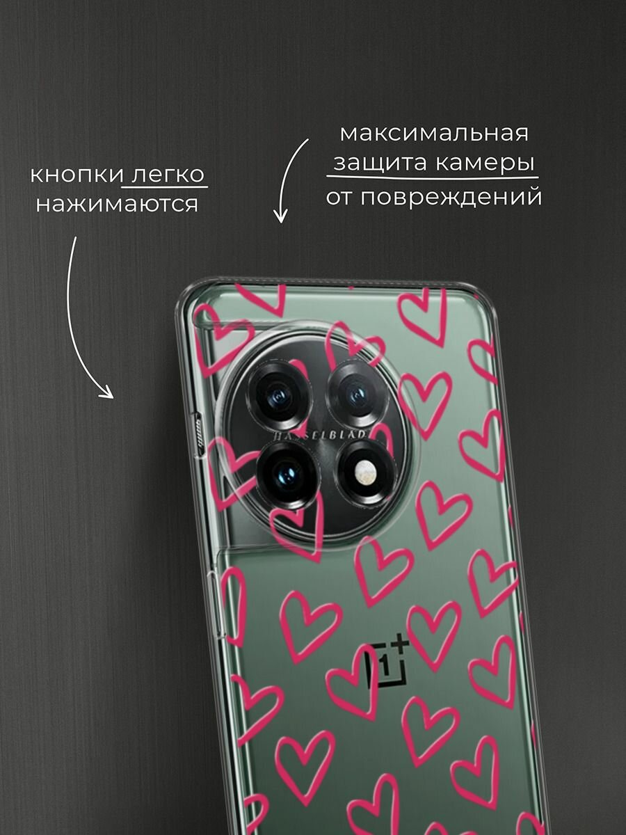 Чехол на OnePlus 11 / Ван Плас 11 с принтом "Темные сердечки" — фото 1