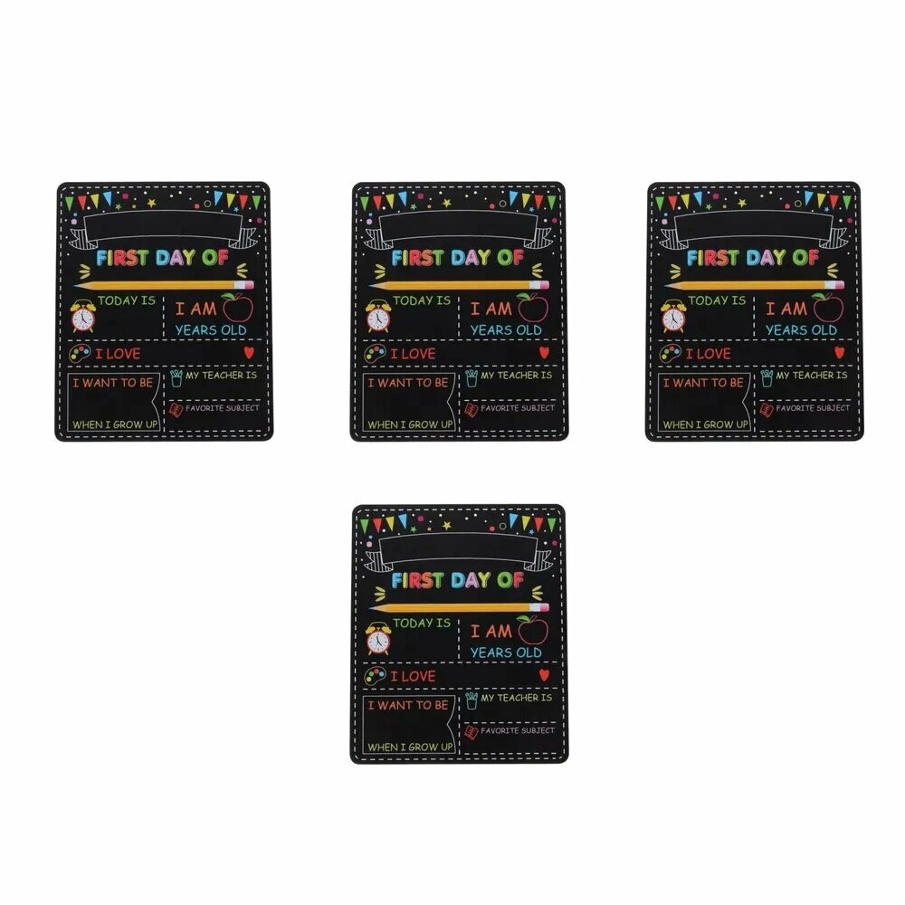 Деревянная школьная доска черного цвета для первого и последнего дня с двусторонним покрытием, набор 4 шт