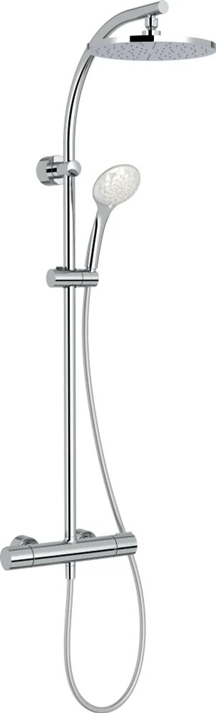 Душевая стойка Jacob Delafon Amelie E32851-CP со смесителем, термостатическим, хром, глянцевая, с тропическим душем, с лейкой, душевая система, латунная