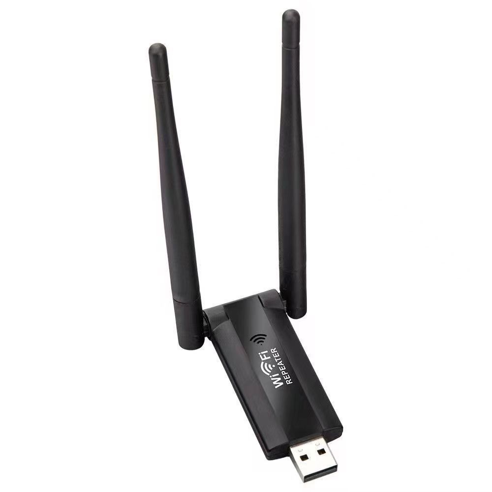 Адаптер USB беспроводной сети Wireless-N 2.4G 300Mbps со скоростью передачи WiFi 4 с двумя антеннами черного цвета IEEE802.11b/g/n USB3.0 2.412-2.4835GHz 13 каналов для Windows XP/Vista/Win7/Win8/Win8.1/Win10/Mac/Linux