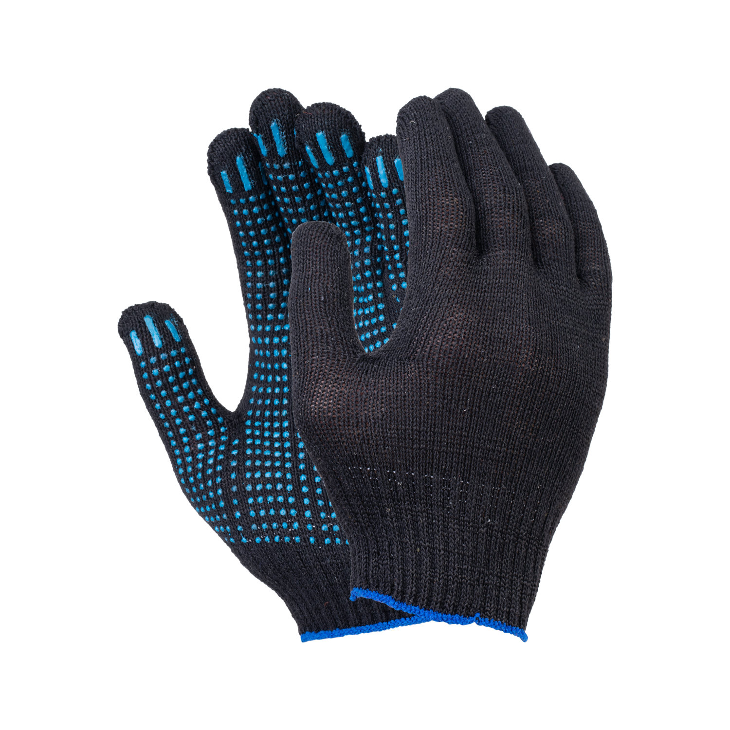 Перчатки хлопчатобумажные с ПВХ, 10 класс, точка, черные, 40 г, универсальные