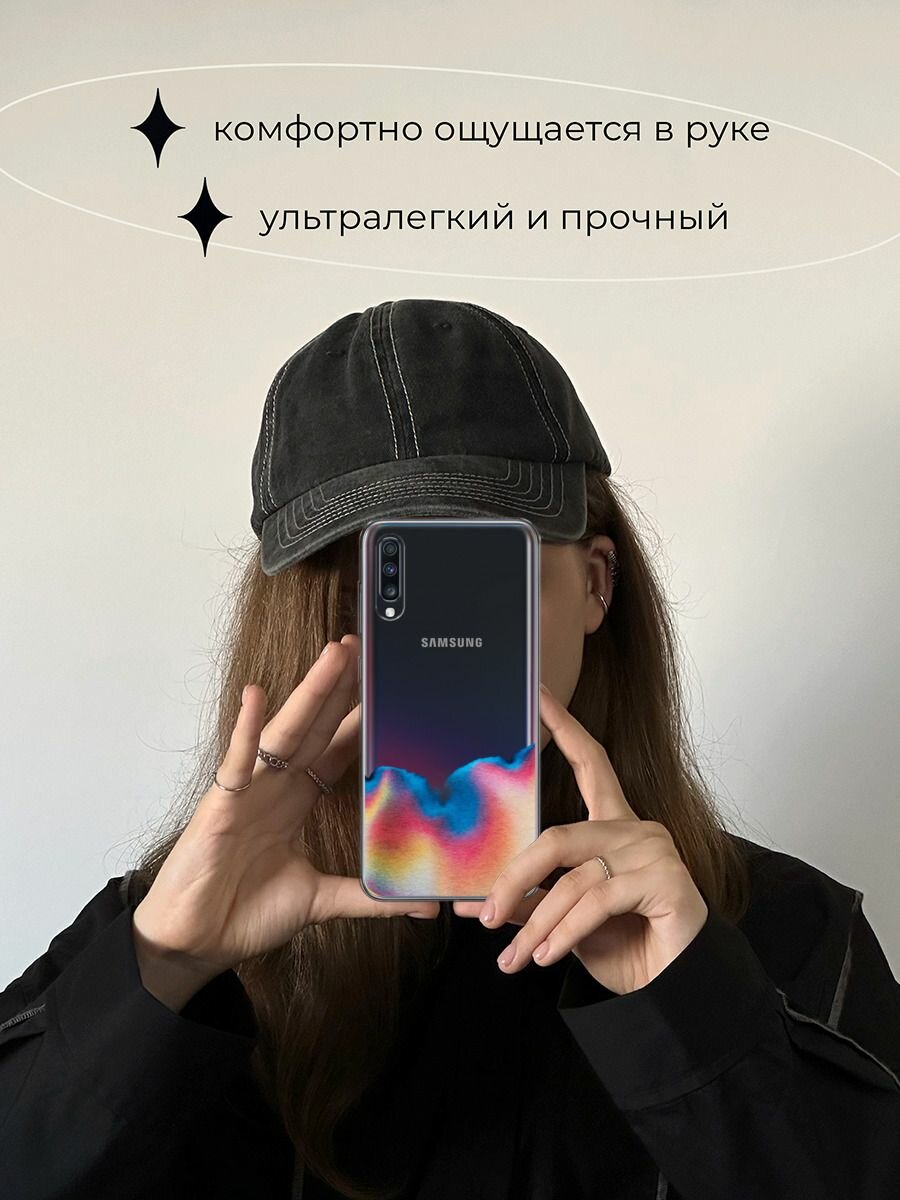 Чехол на Samsung Galaxy A70 / Самсунг Галакси А70 с принтом Акварельное сочетание, прозрачный — фото 1
