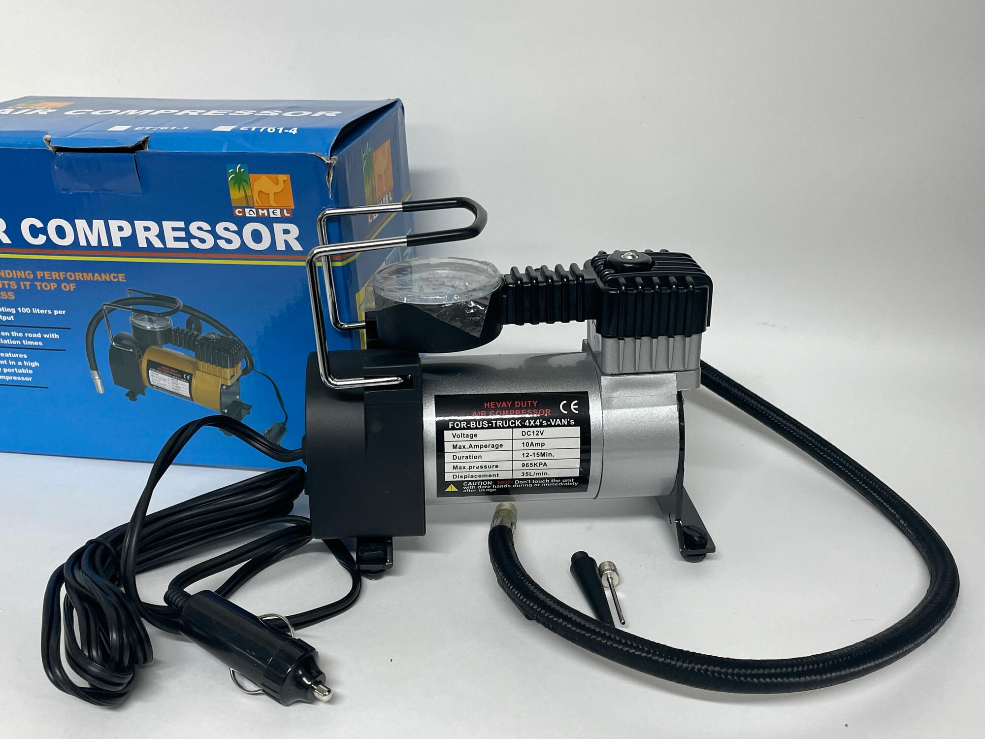 Компрессор автомобильный для накачки шин, однопоршневой, 35 л / мин, 12 v, ET761-1 (1 шт.), арт: 2811-К