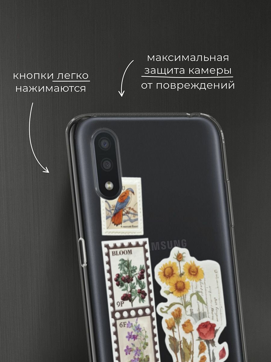 Чехол на Samsung Galaxy A01 / Самсунг Гэлакси А01 с принтом Марки с цветами — фото 1