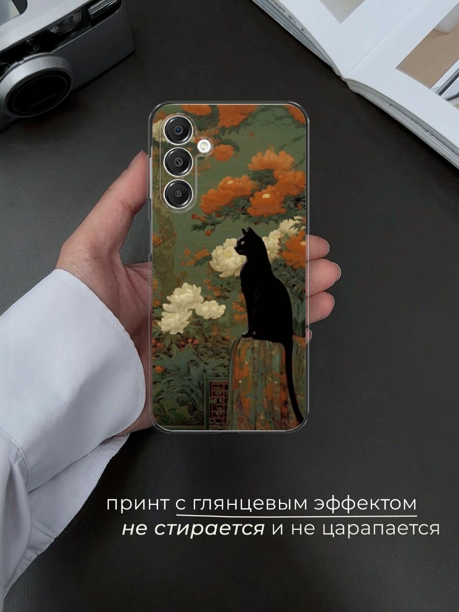 Чехол на Samsung Galaxy A16 / Самсунг А16 с принтом Black cat — фото 1