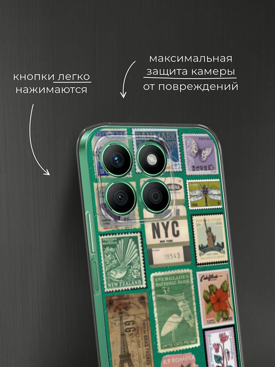 Силиконовый чехол на Honor X8B / Хонор X8B с принтом "Марки" — фото 1