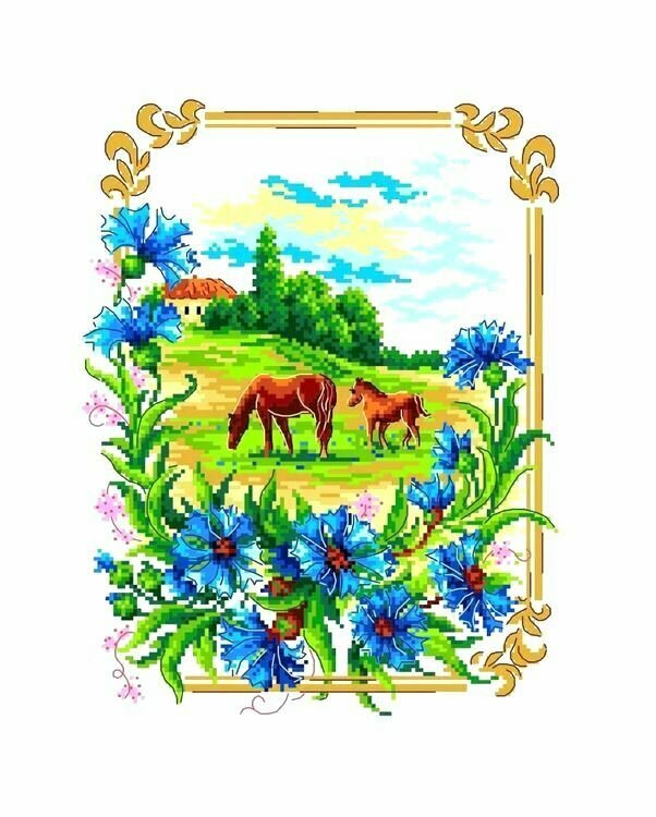 Рисунок на ткани Каролинка "Васильки" 23x30 см