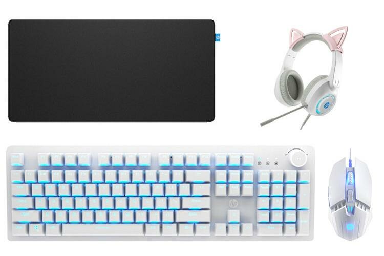 Комплект клавиатуры и мыши HP 5808867, белый, USB, для ПК