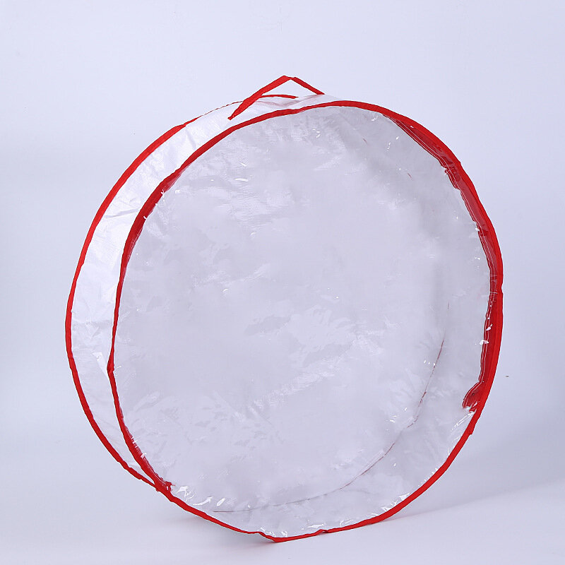 Белое PE и прозрачный PVC с красной каймой односторонний рождественский венок, 91x20см