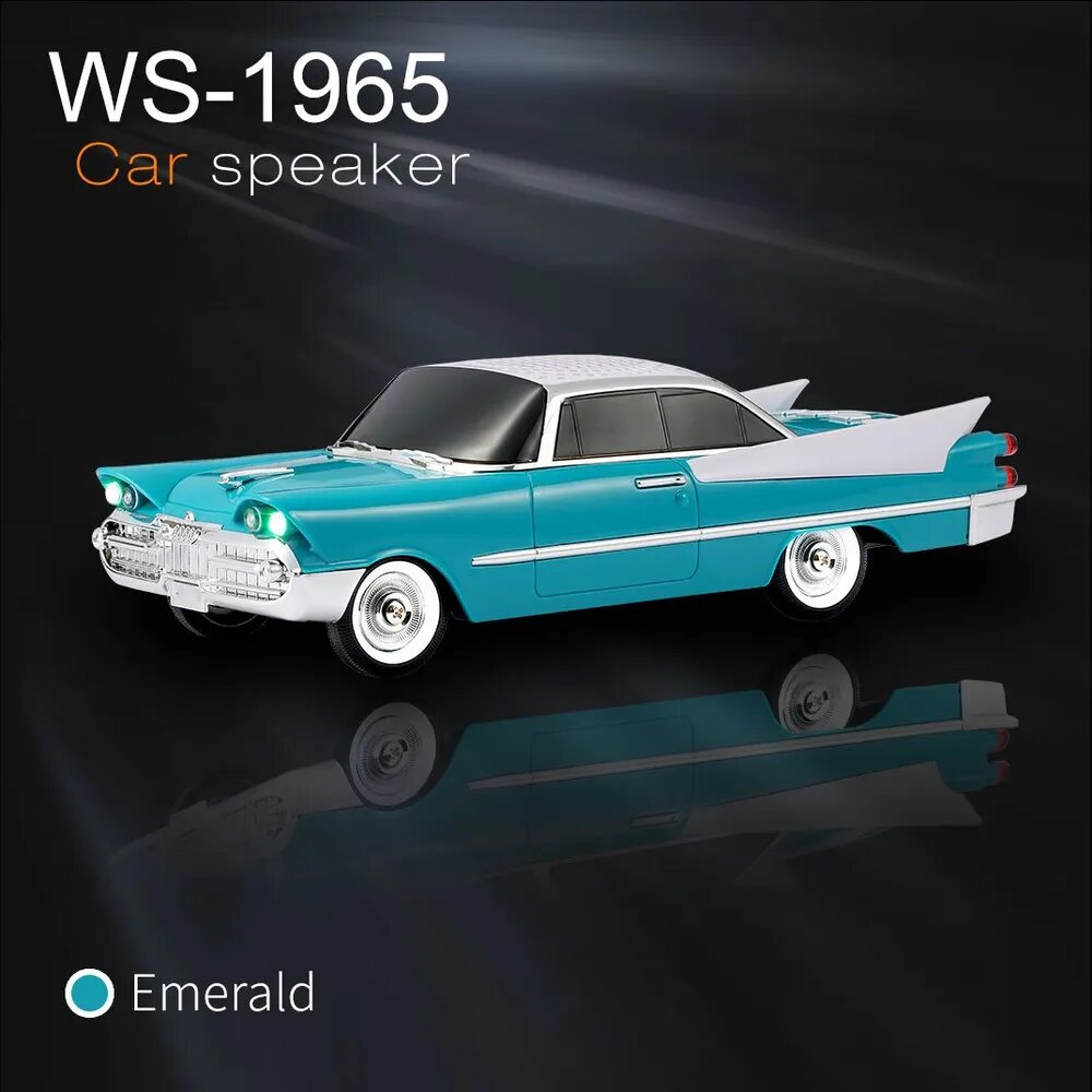 WS-1965 Ретро автомобильный Bluetooth-динамик Беспроводные двойные наушники TWS + FM-радио + TF-карта/воспроизведение USB 1500 мАч Открытый Классический