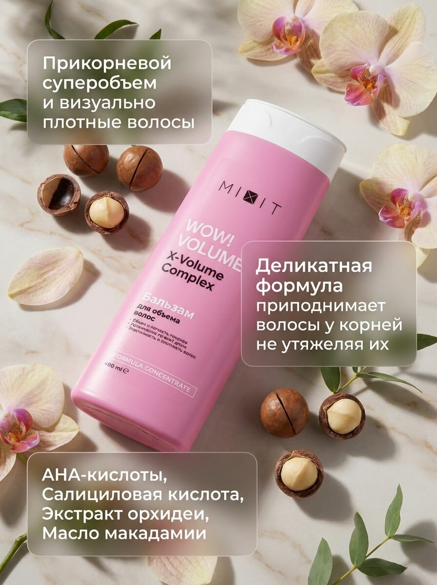 Бальзам для волос Супер-объем с AHA & BHA кислотами, 400 мл