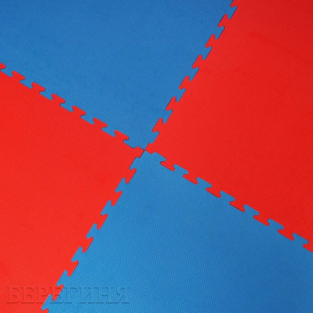 Будо мат татами 100 x 100 см, толщина 2,5 см, красно-синий, Премиум качество