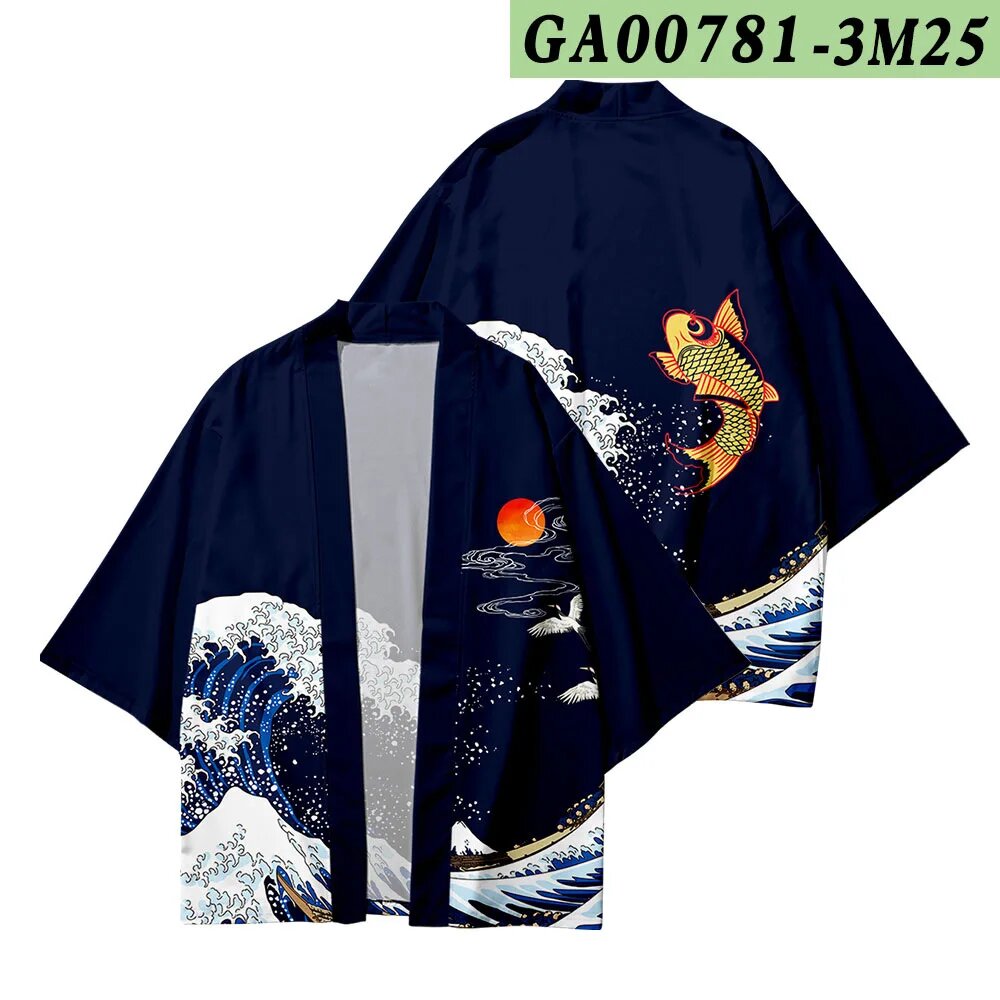 Мужской кардиган японский стиль, темно-синий, XXL, kimono 4