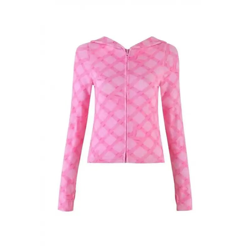 Розовая куртка с капюшоном pinkgrid top, XS