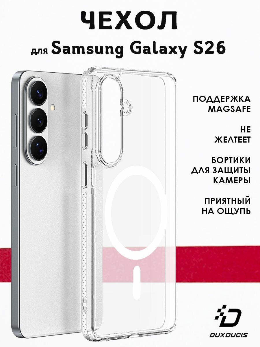 Чехол силиконовый для Samsung Galaxy S26, Dux Ducis, Clin MagSafe Series, прозрачный