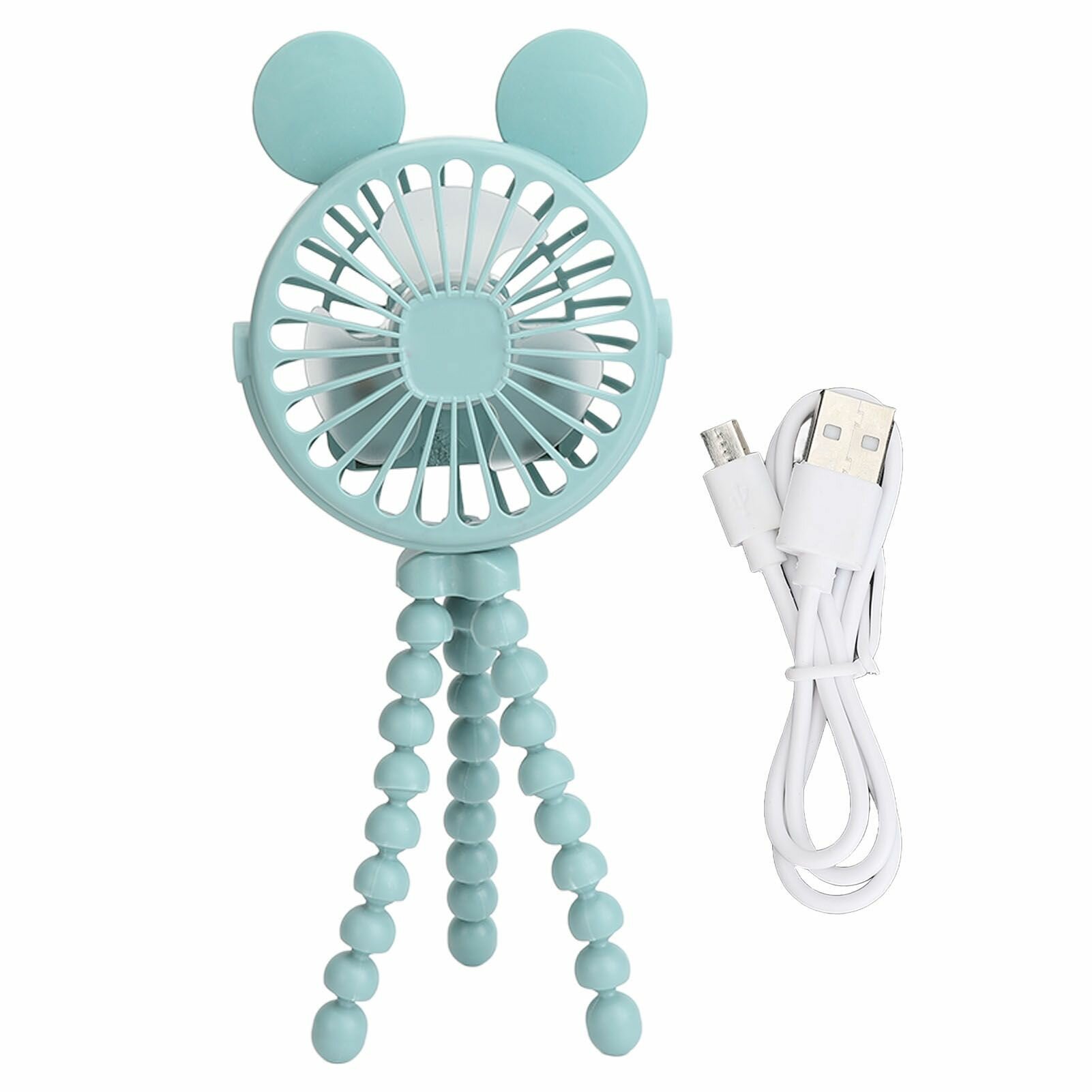 Гибкий вентилятор-штатив, 3 скорости, LED-ночник, синий