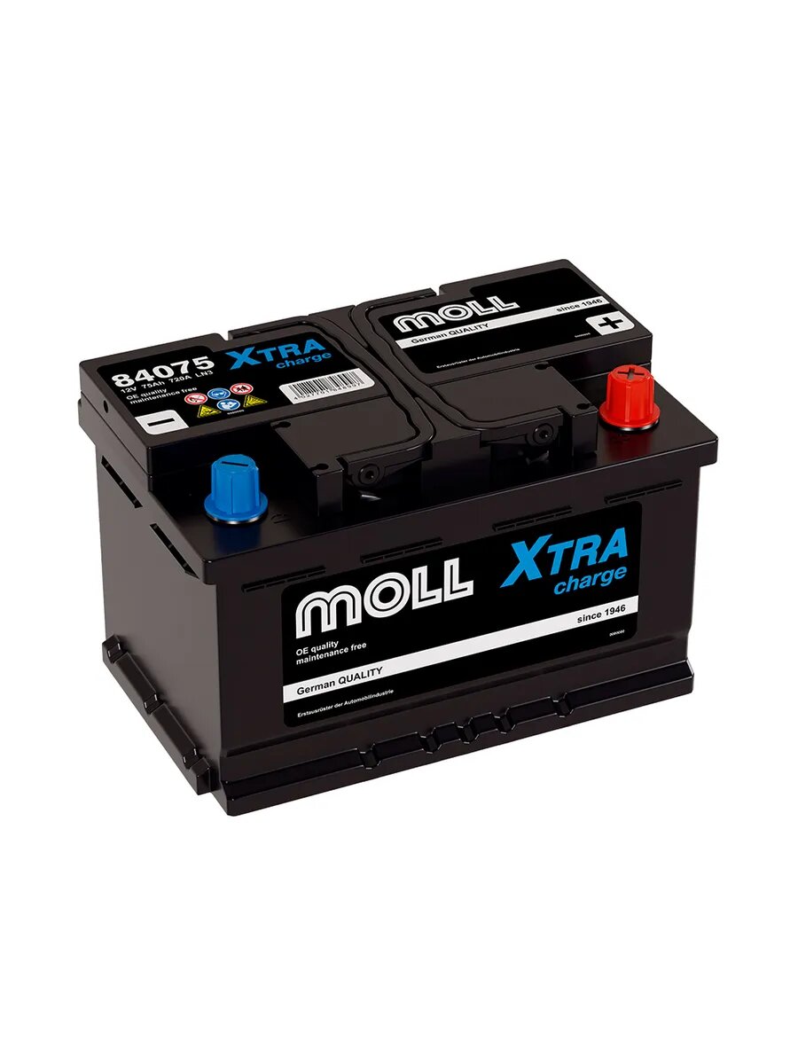 Аккумулятор MOLL X-TRA charge 75R 12V 75Ач обр. пол.