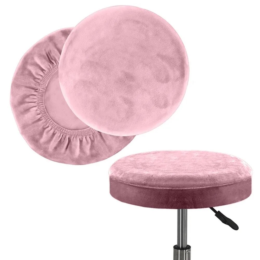 Розовый бархатный чехол на табурет, Color: Pink