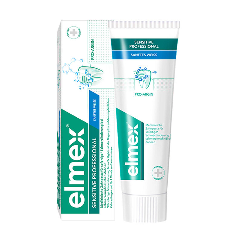 ⭐Швейцарская импортная зубная паста Elmex для взрослых 75 мл, фторид, мята, античувствительность, отбеливание, чистка полости рта, защита от кариеса, успокаивающая⭐