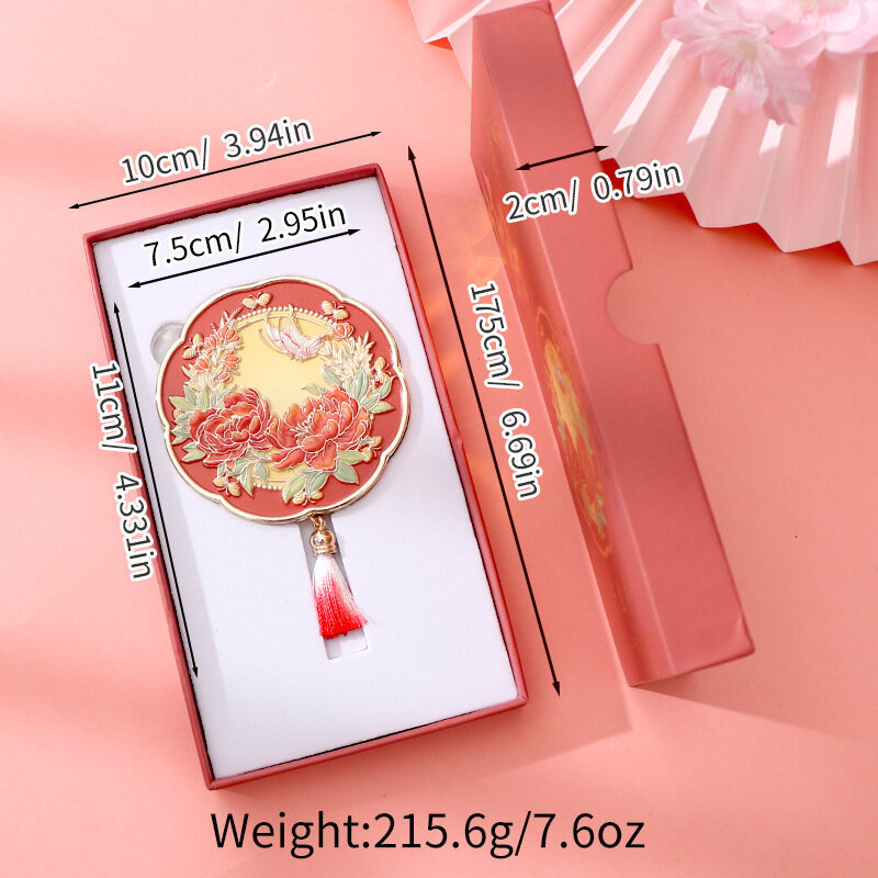 Складное зеркало для макияжа, новый китайский стиль, металлическое зеркало с пионами, культурное креативное зеркало, портативное зеркало для путешествий, местный специальный подарок
