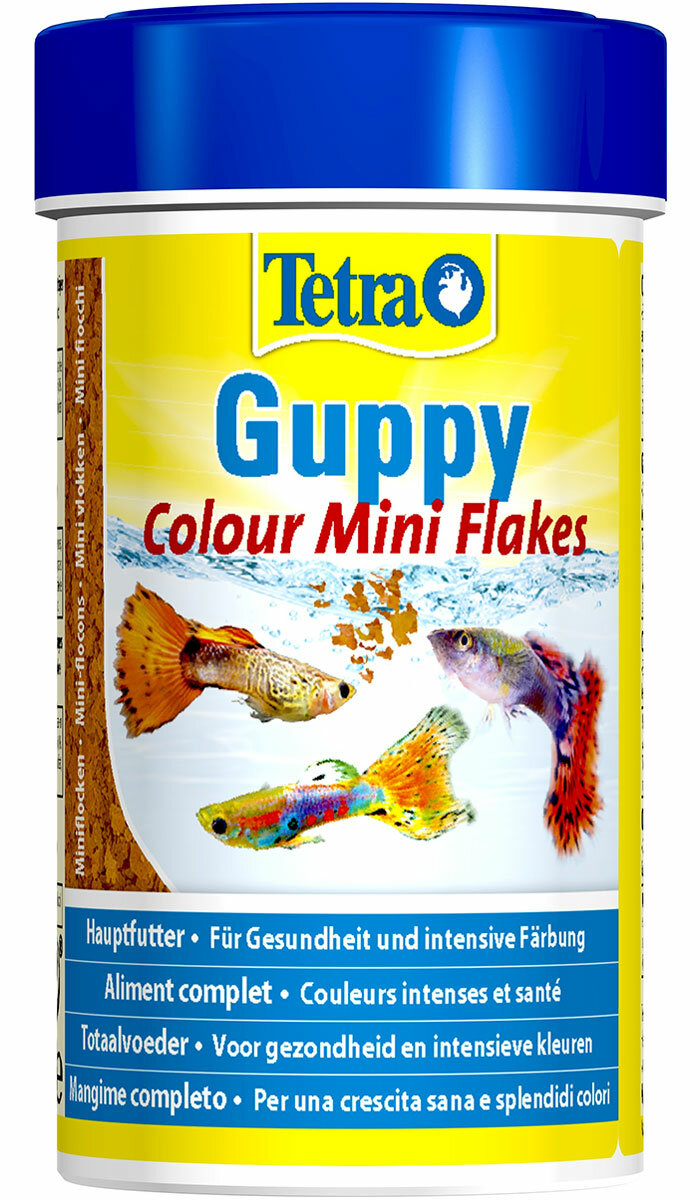 TETRA GUPPY COLOUR — Тетра корм — хлопья для всех видов гуппи и других живородящих рыб для усиления окраски (100 мл)