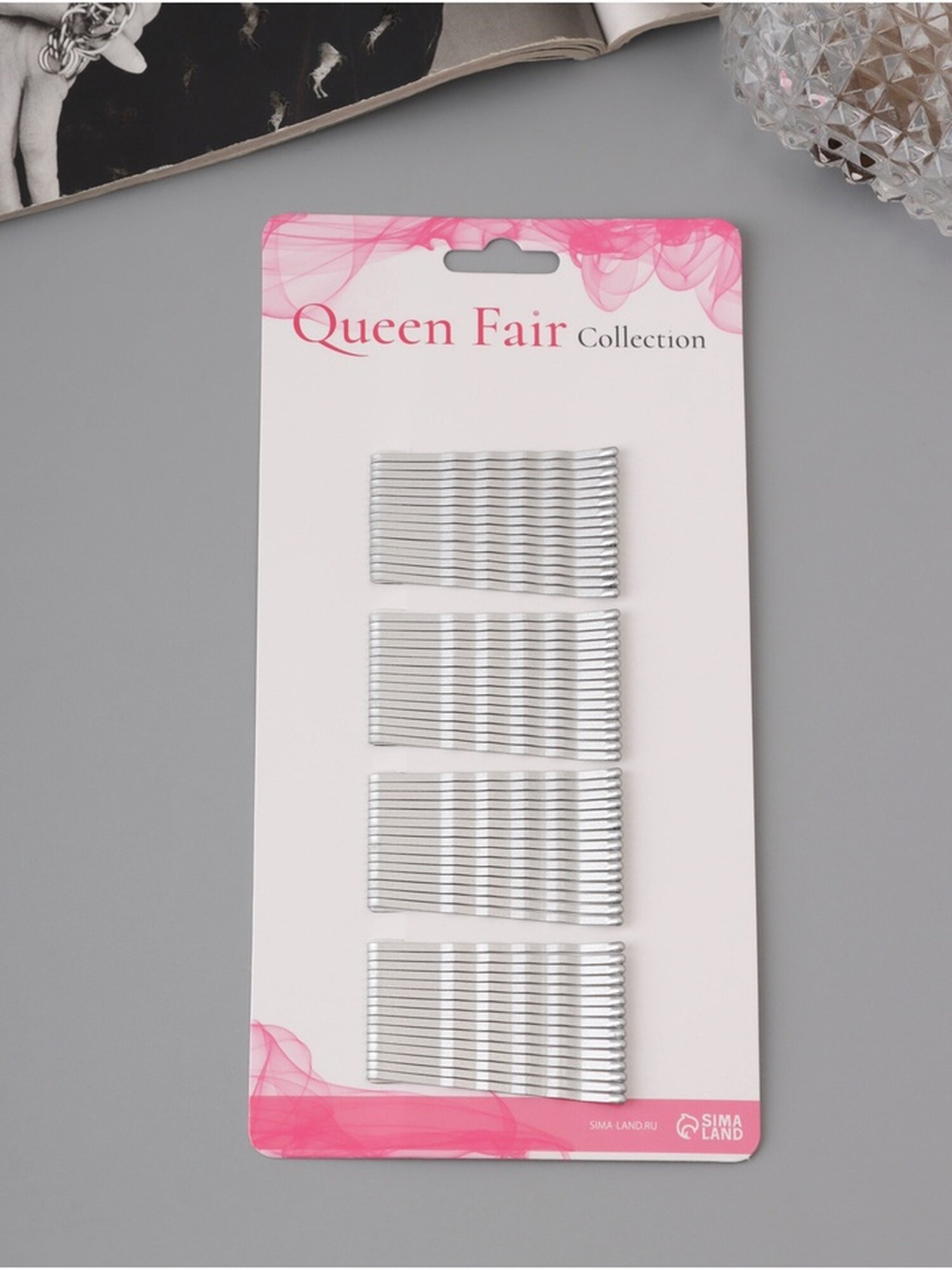 Невидимки Queen Fair «Валери», волнистые, серебристые, 60 штук