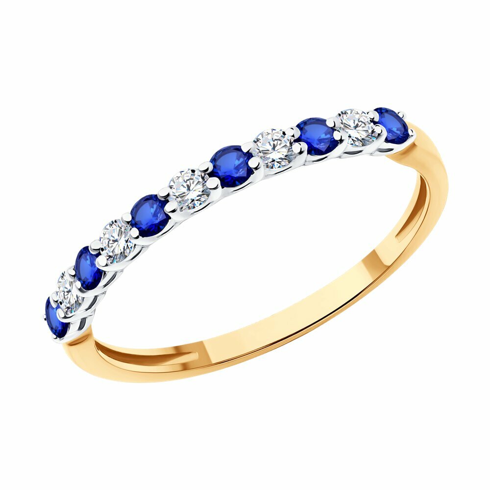 Кольцо, красное золото, 585 проба, сапфир, бриллиант