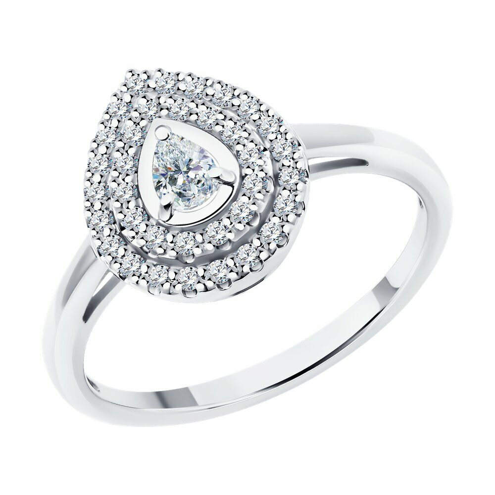 Кольцо, белое золото, 585 проба, бриллиант выращенный