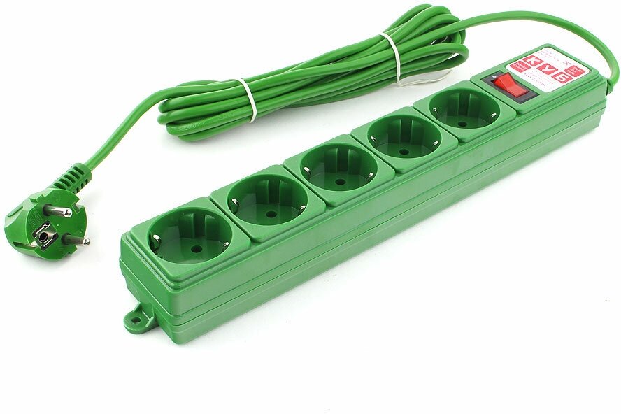 Фильтр-удлинитель Power Cube SPG-MXTR-13, 3 м, 5 розеток, зеленый, 10 А/2, 2 кВт