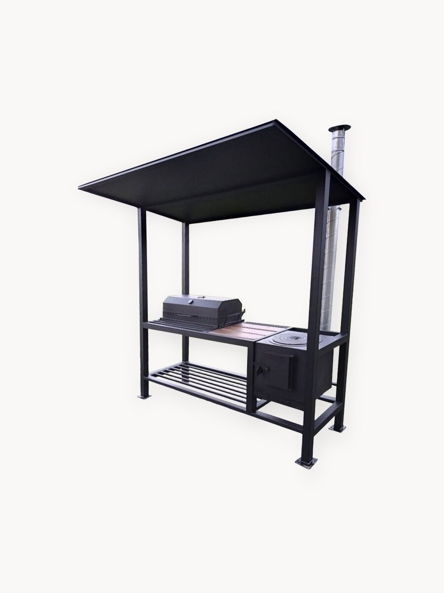 Мангал в стиле лофт AL 3 с крышкой барбекю и профессиональной печкой 50*50