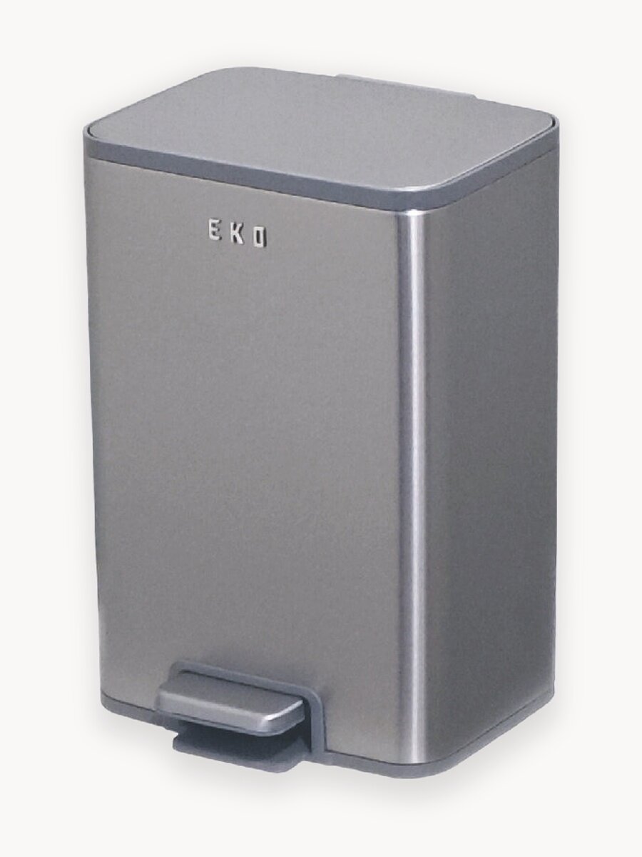 Мусорное ведро EKO с педалью 15 литров, с механизмом плавного закрывания, нержавеющая сталь