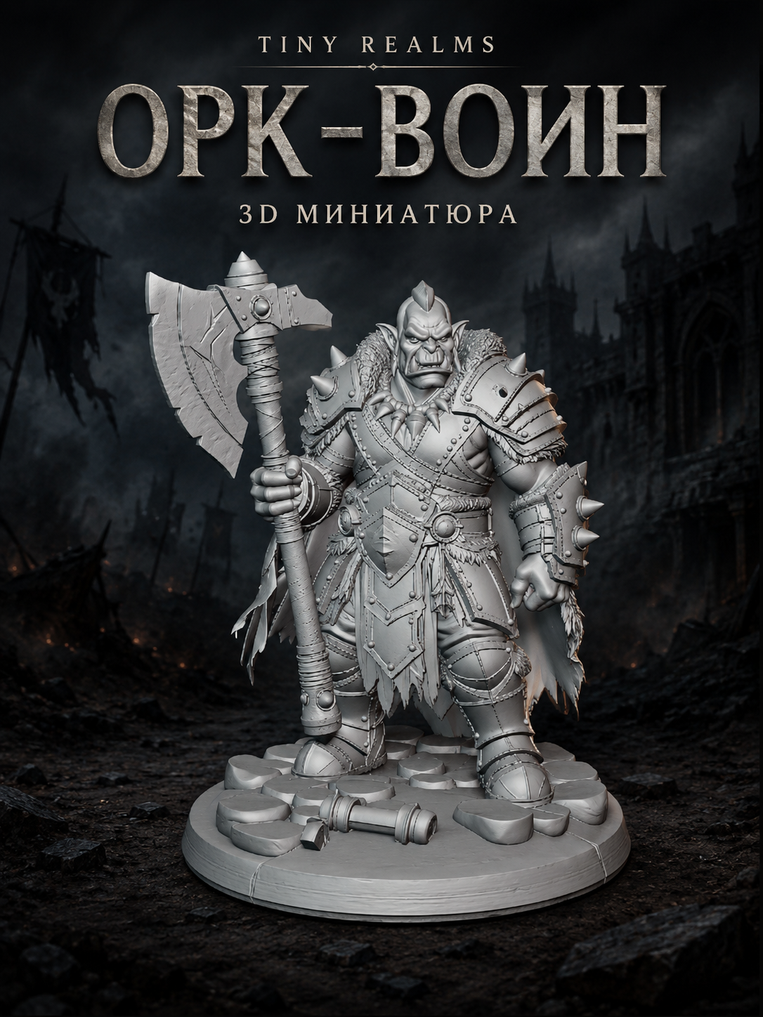 Миниатюра «Орк-Воин с топором» для D&D и настольных игр