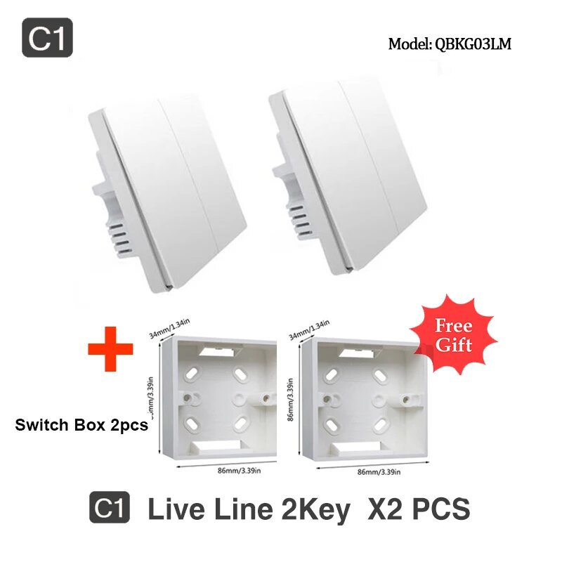 Aqara Smart Wall Switch Zigbee Золотой 2pcs no neutral-2Key