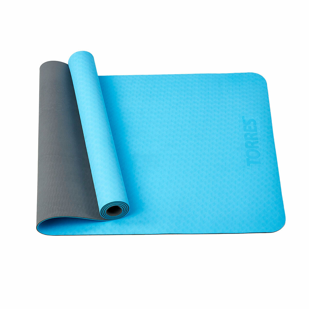 Коврик для йоги TORRES Comfort 4, 173х61х0.4 см синий/серый однотонный 0.7 кг 0.4 см
