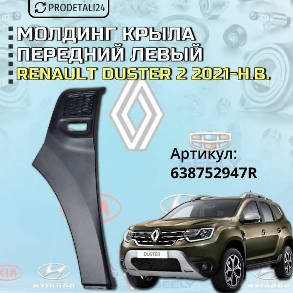 Молдинг крыла передний левый Renault Duster 2 2021 - н. в Арт: 638752947R