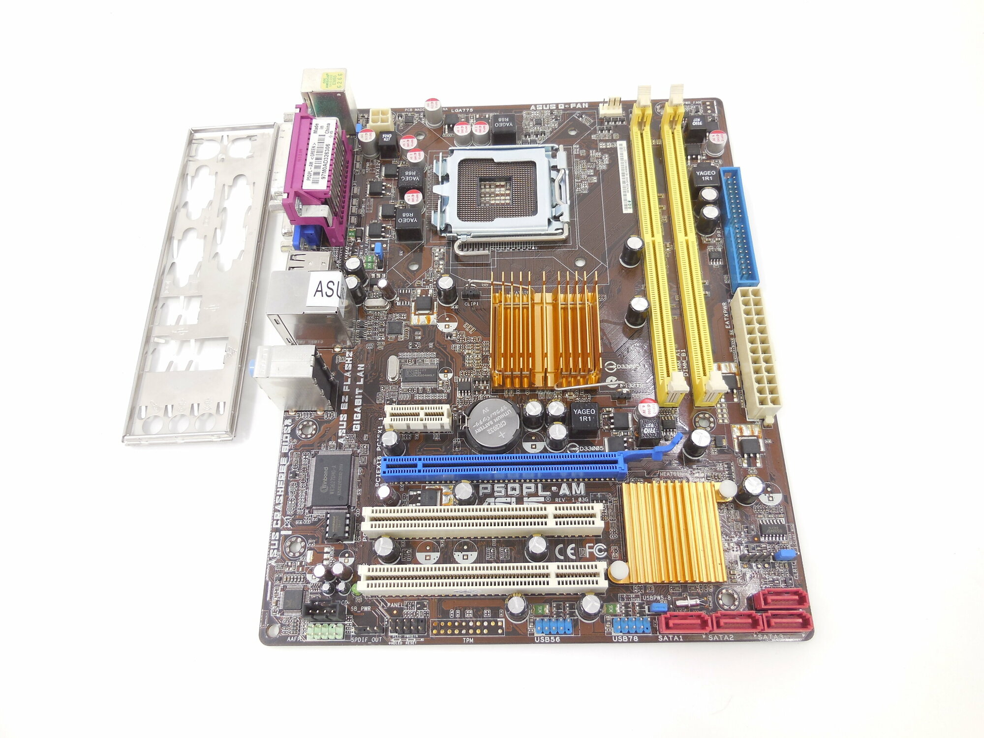 Материнская плата ПК LGA775 ASUS P5QPL-AM Intel G41, 2xDDR2, PCI-E x16, 4xSATA, IDE, 24+4pin, VGA, COM, LPT, mATX, заглушка