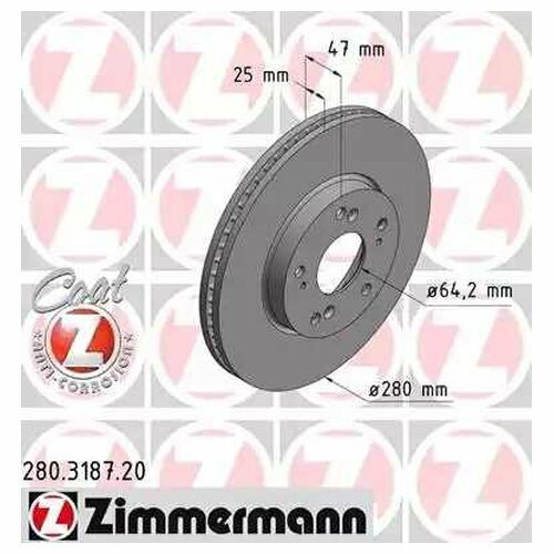 Тормозной диск передний Zimmermann 280318720 для Honda Civic IX, X