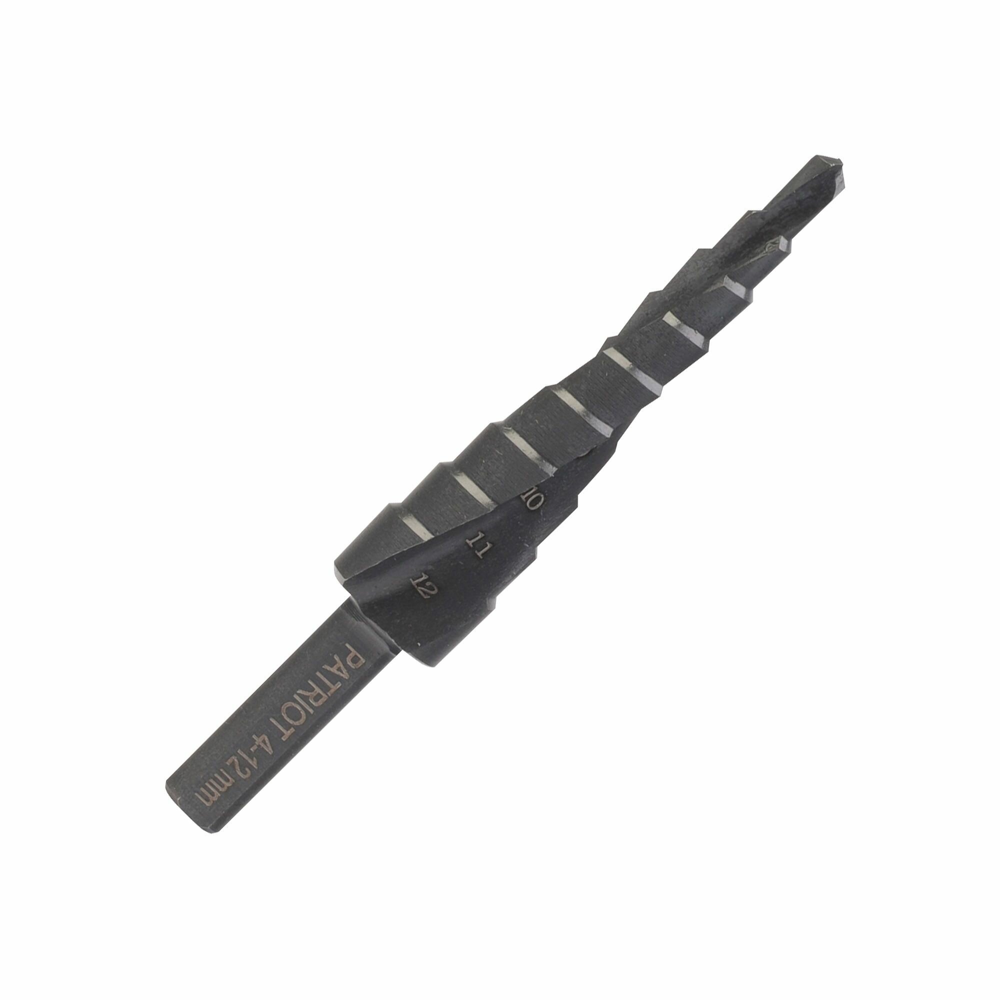 Сверло PATRIOT EXPERT по металлу ступенчатое 4-12 мм, Р6М5, упаковка блистер