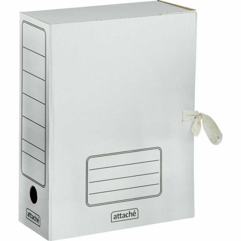 Короб архивный белый ATTACHE 100мм гофрокартон, 1/5шт, с завязками, 1547370