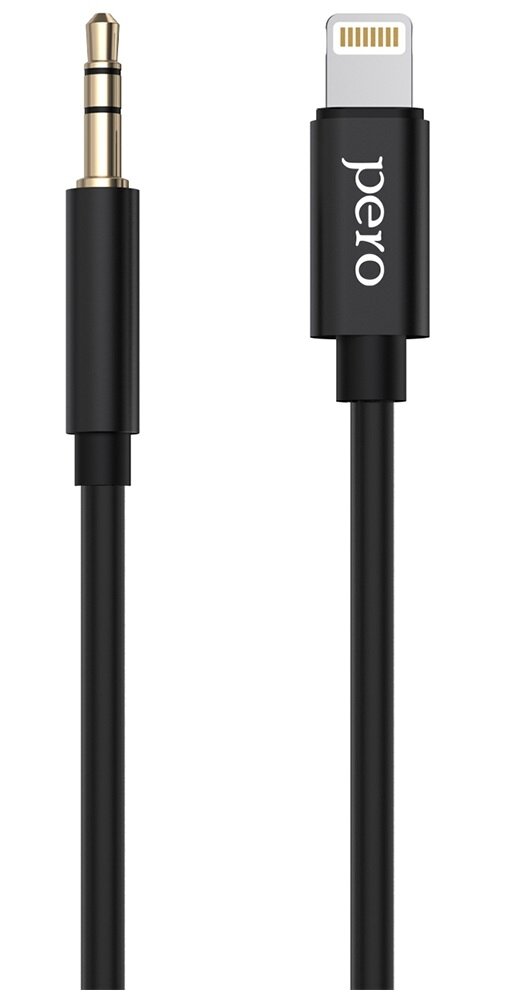 Аудио-кабель PERO MC02 Lightning - jack 3.5, 1м (Черный)