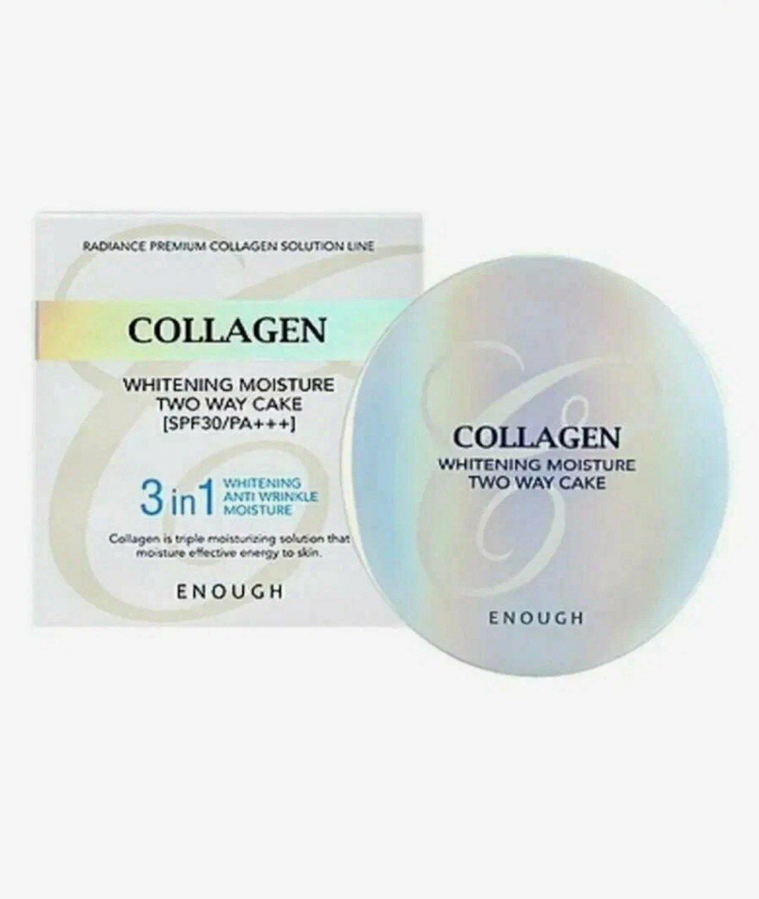Пудра компактная для лица ENOUGH COLLAGEN WHITENING MOISTURE TWO-WAY CAKE SPF 28 PA++ со сменным блоком тон 21