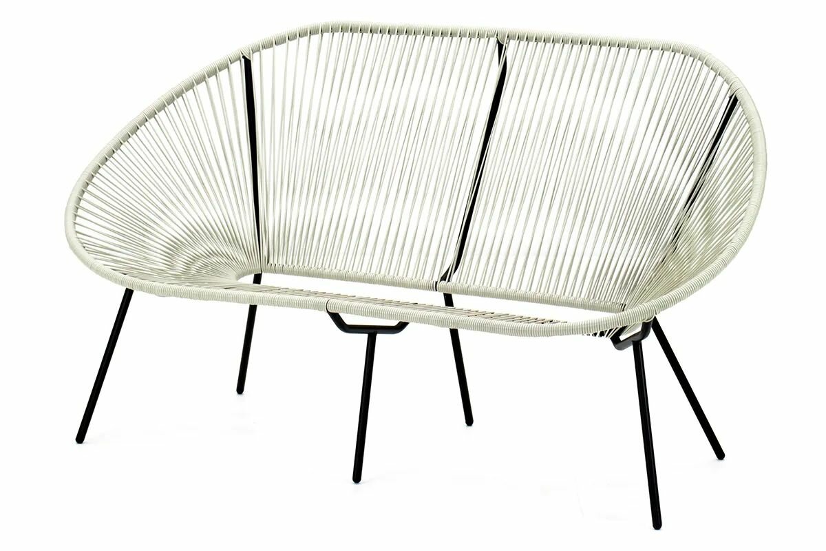 Диван KORNERA "Акапулько", каркас черный, искусственный ротанг светло-серый